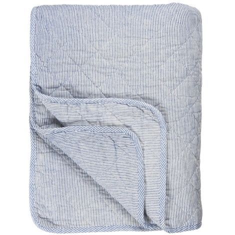 Blå & hvid stribet plaid - 130x180 cm. fra Ib Laursen