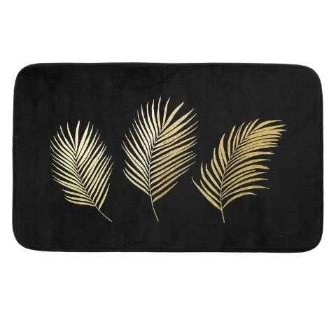 Køb smart bademåtte sort med guld fjer 45x75 - Se her